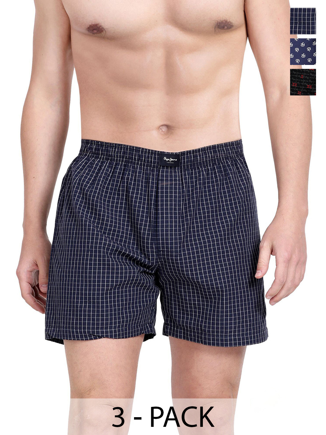 Buy Pepe Jeans Pack Of 3 Printed Pure Cotton Boxers 11746854 1 18691216 ...