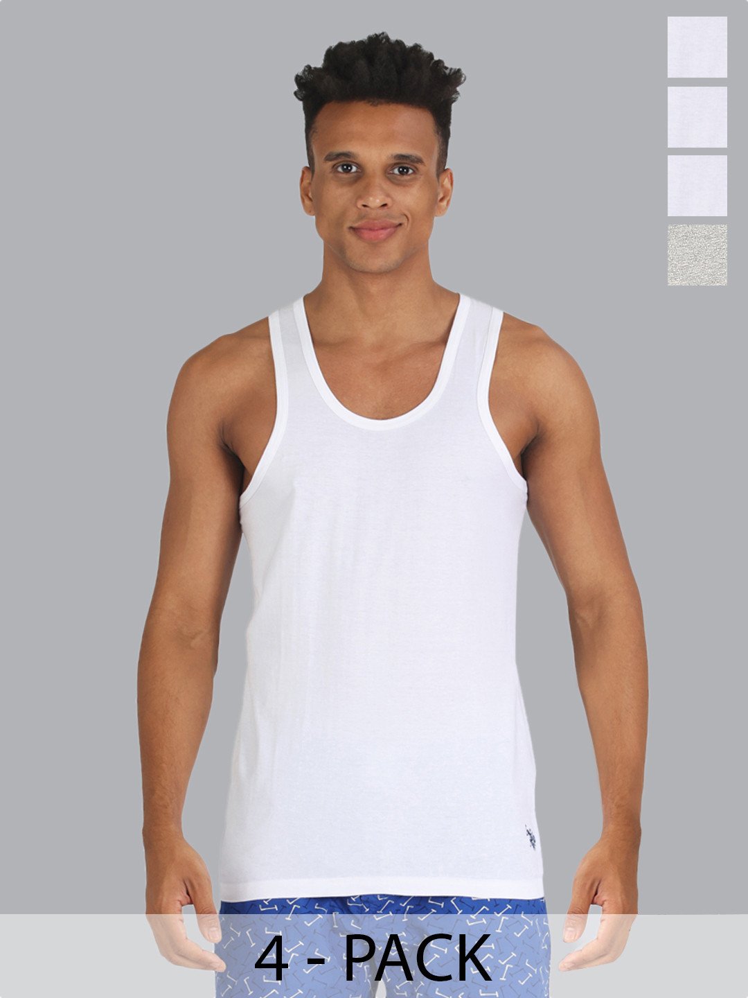 Buy U.S. Polo Assn. Pack Of 4 Pure Cotton Innerwear Vests - Innerwear ...