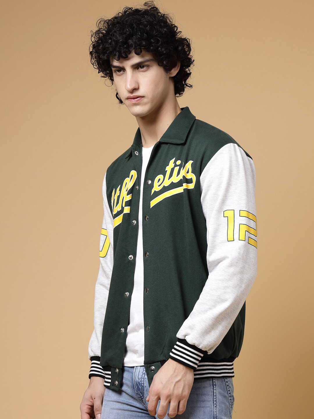 Buy Rigo Typography Printed Fleece Oversized Varsity Jacket - Jackets ...