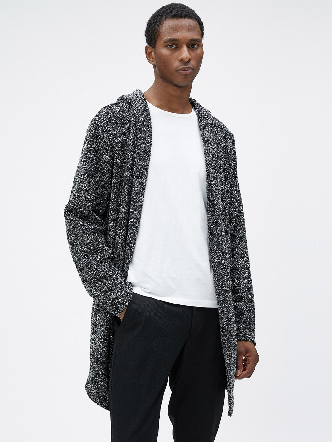 Buy Koton Self Design Hooded Longline Open Front Jacket - Jackets for ...