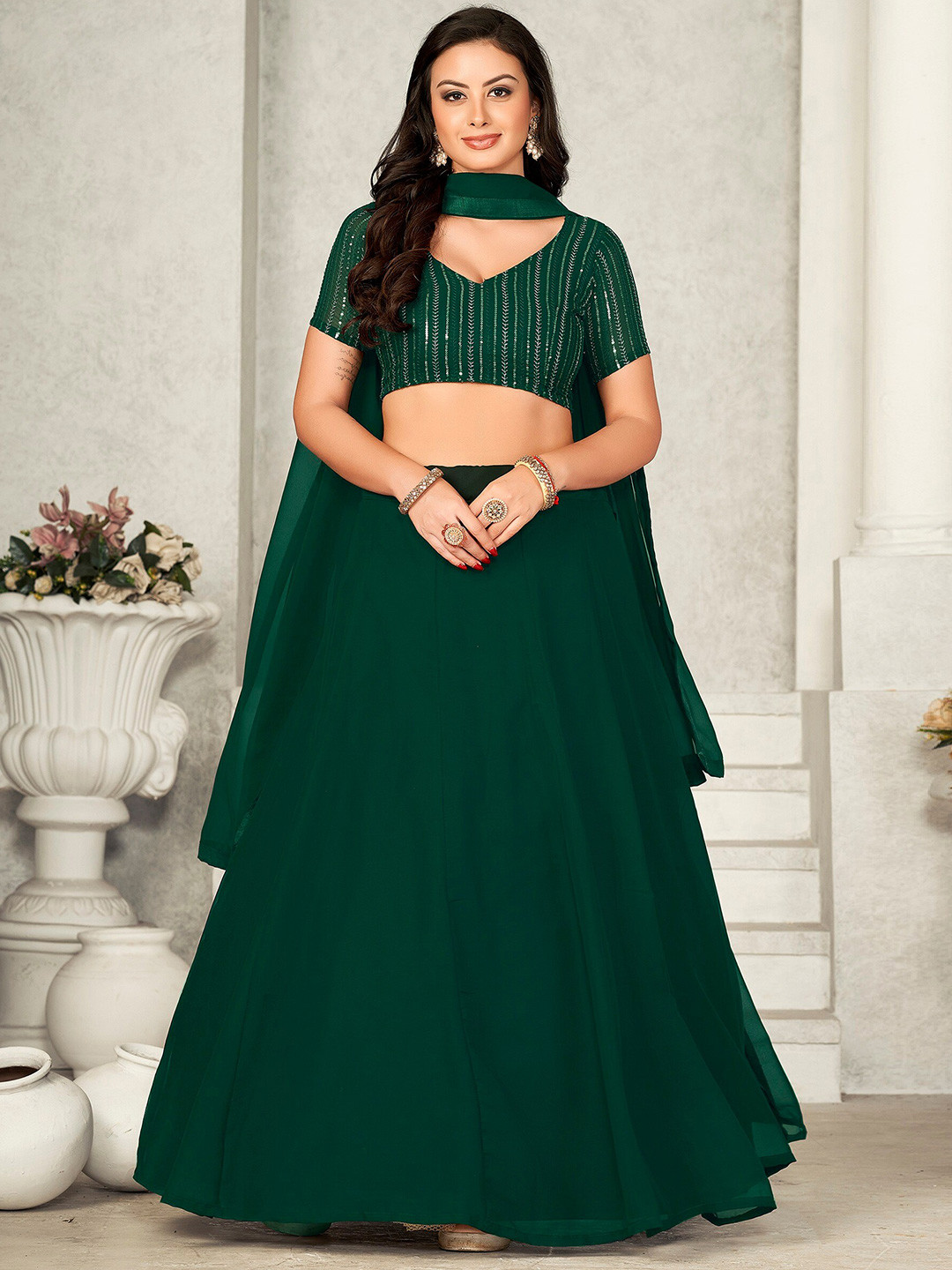 Buy KALINI Embellished Ready To Wear Lehenga & Unstitched Blouse With ...