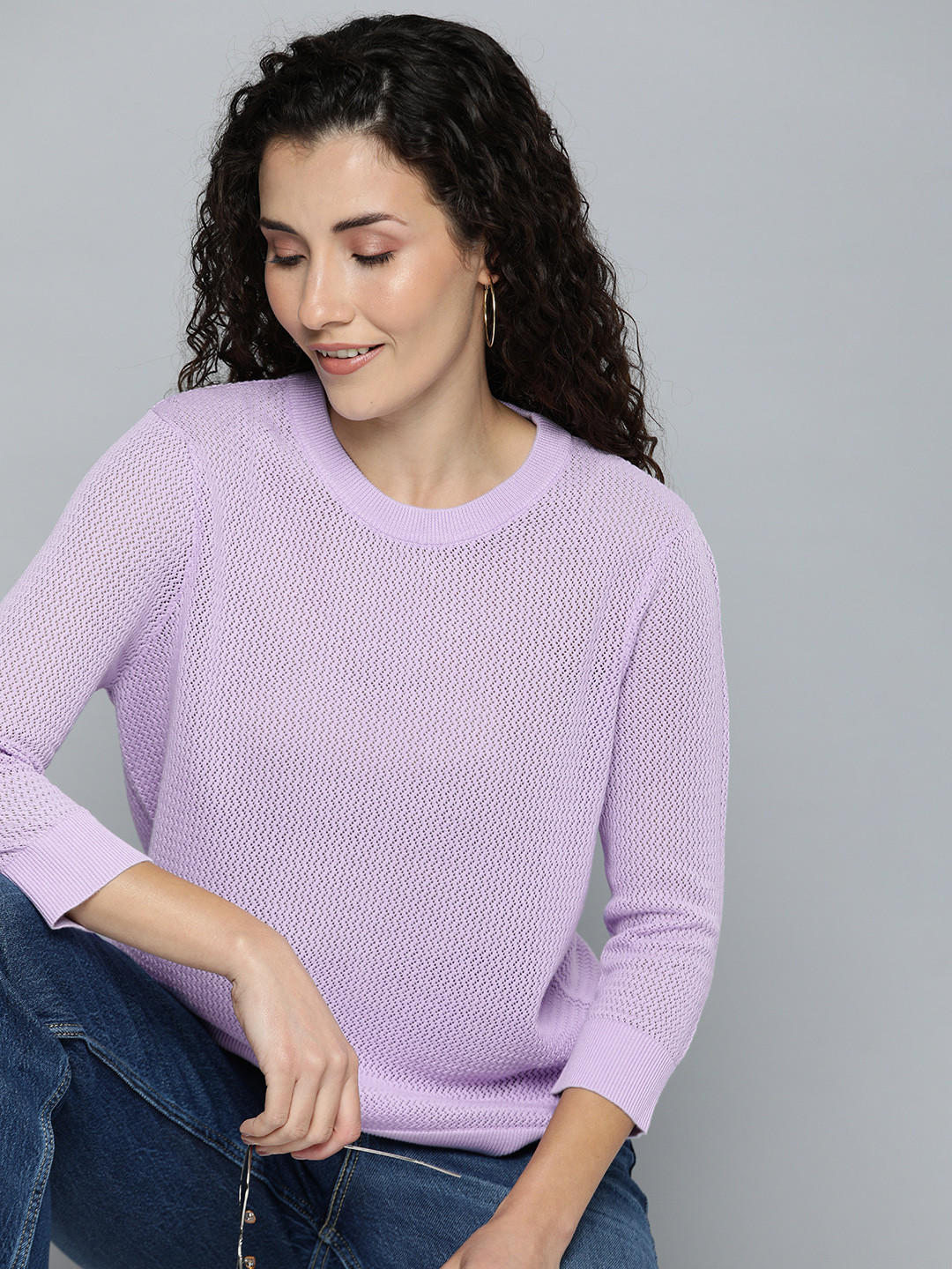 Buy Levis Self Design Knitted Round Neck Pure Cotton Pullover ...