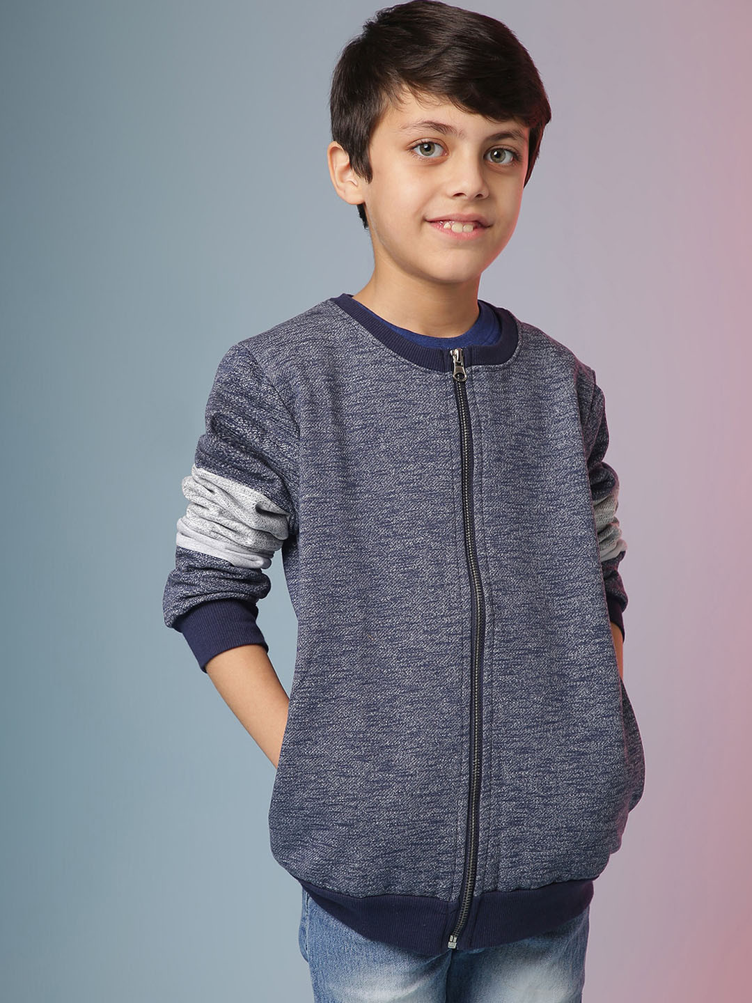 Buy Instafab Boys Colourblocked Mock Collar Windcheater Cotton Bomber ...