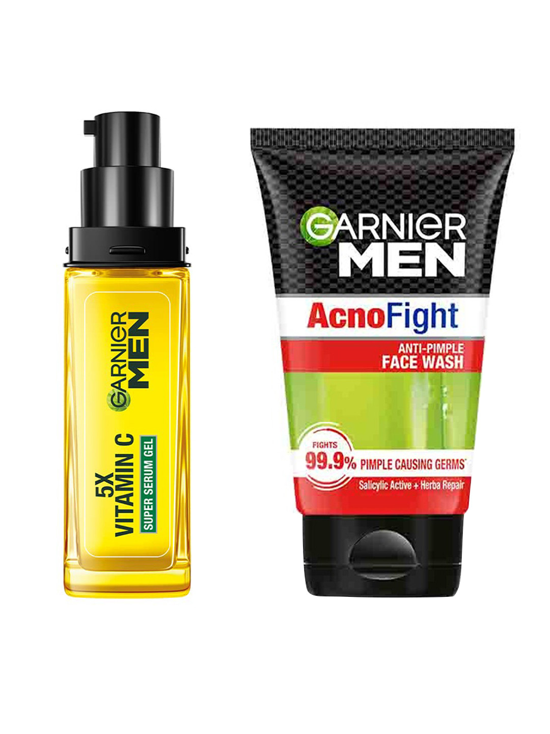 Buy Garnier Men Set Of Acno Fight Anti Pimple Facewash & 5X Vitamin C Super Serum Gel - Skin ...