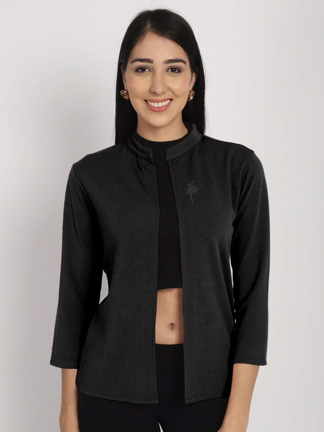 Buy UrSense Mandarin Collar Open Front Shrug - Shrug for Women 26306944 ...