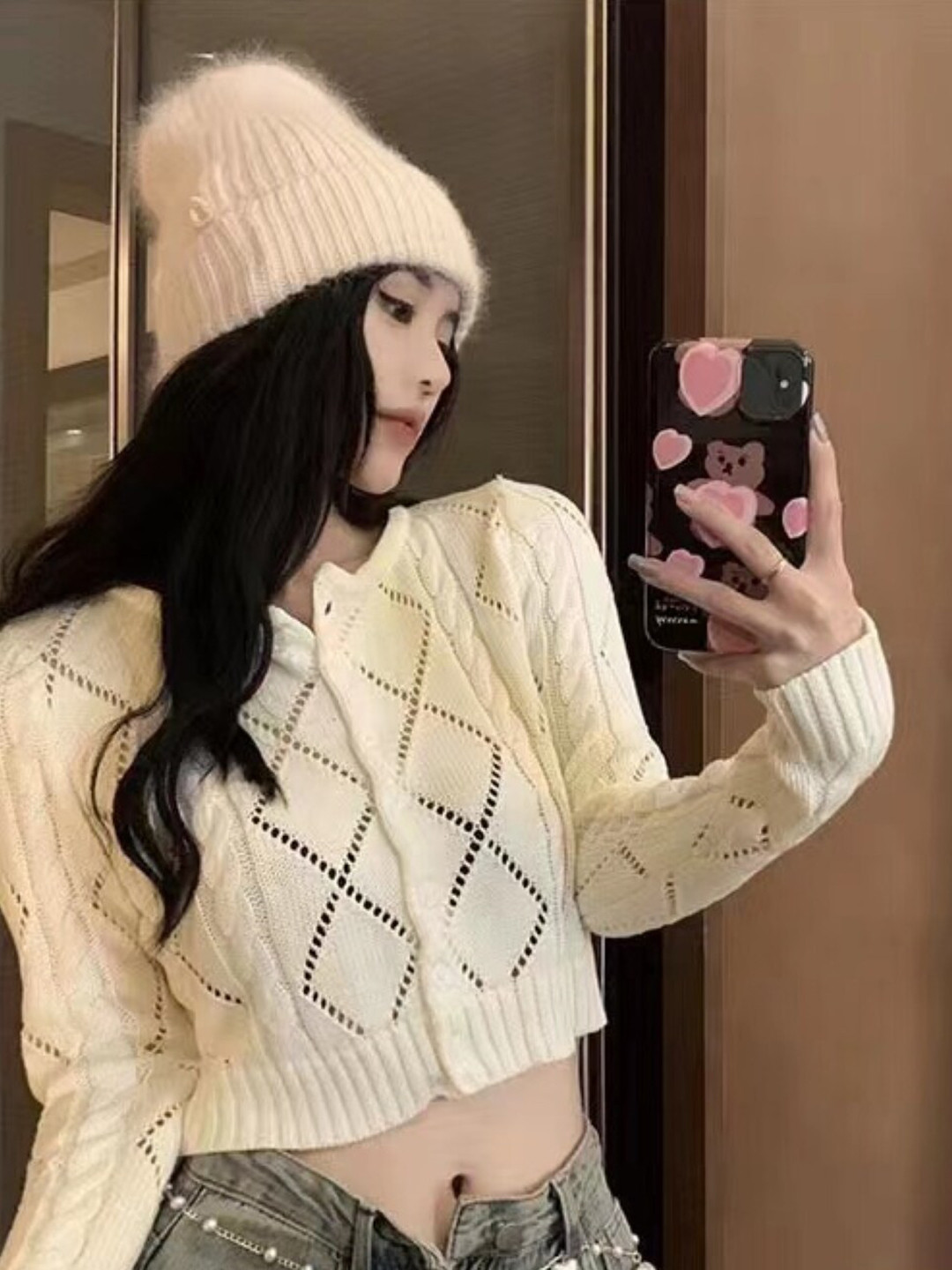 Buy StyleCast Girls Geometric Self Design Cardigan Sweater - Sweaters ...