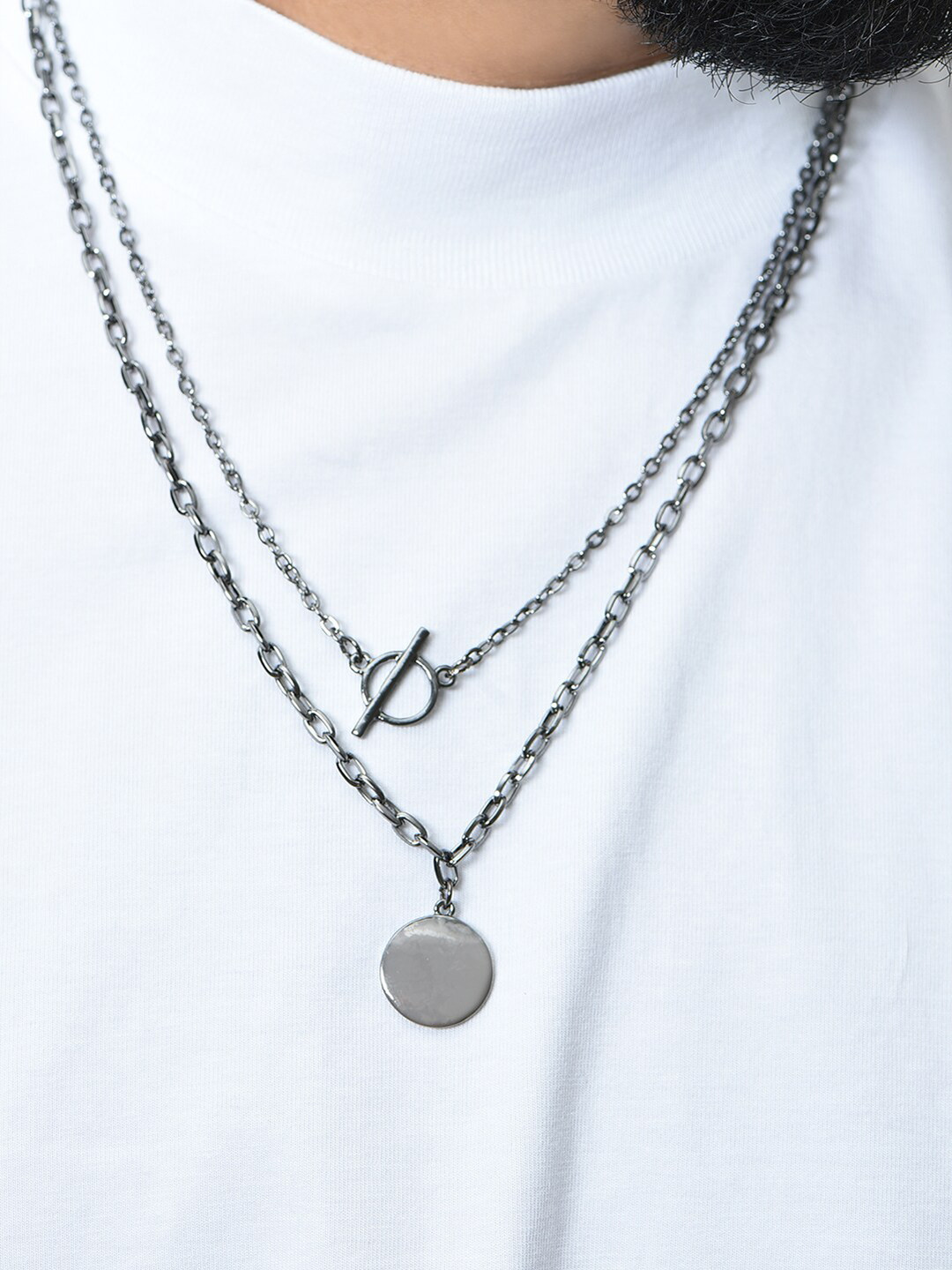 Buy ToniQ The Bro Code Men Silver Plated Layered Chain - Necklace And ...