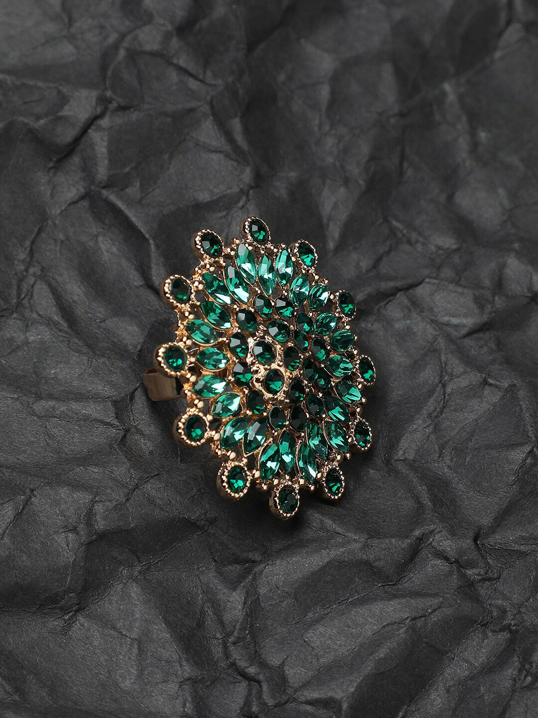 Buy Anouk Gold Plated Stone Studded Circle Statement Finger Ring - Ring ...