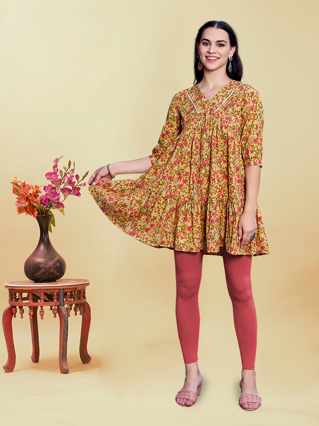 Buy Anouk Printed Pure Cotton Above Knee Kurta - Kurtas for Women ...