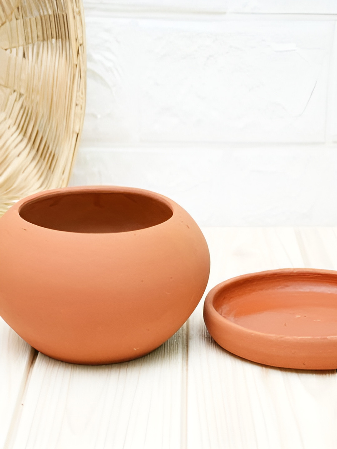 Buy GOLD DUST Brown Kepler Clay Planters With Sauar Plate - Planters ...
