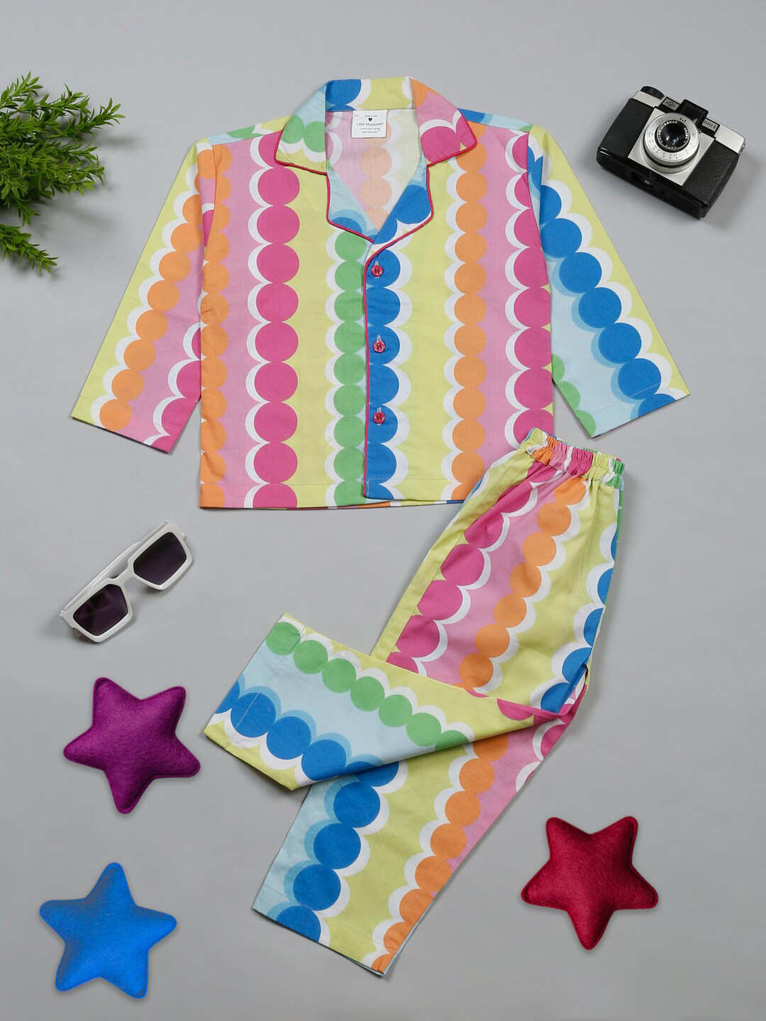 Buy Little Musketeer Girls Colourblocked Pure Cotton Shirt With Pyjamas ...