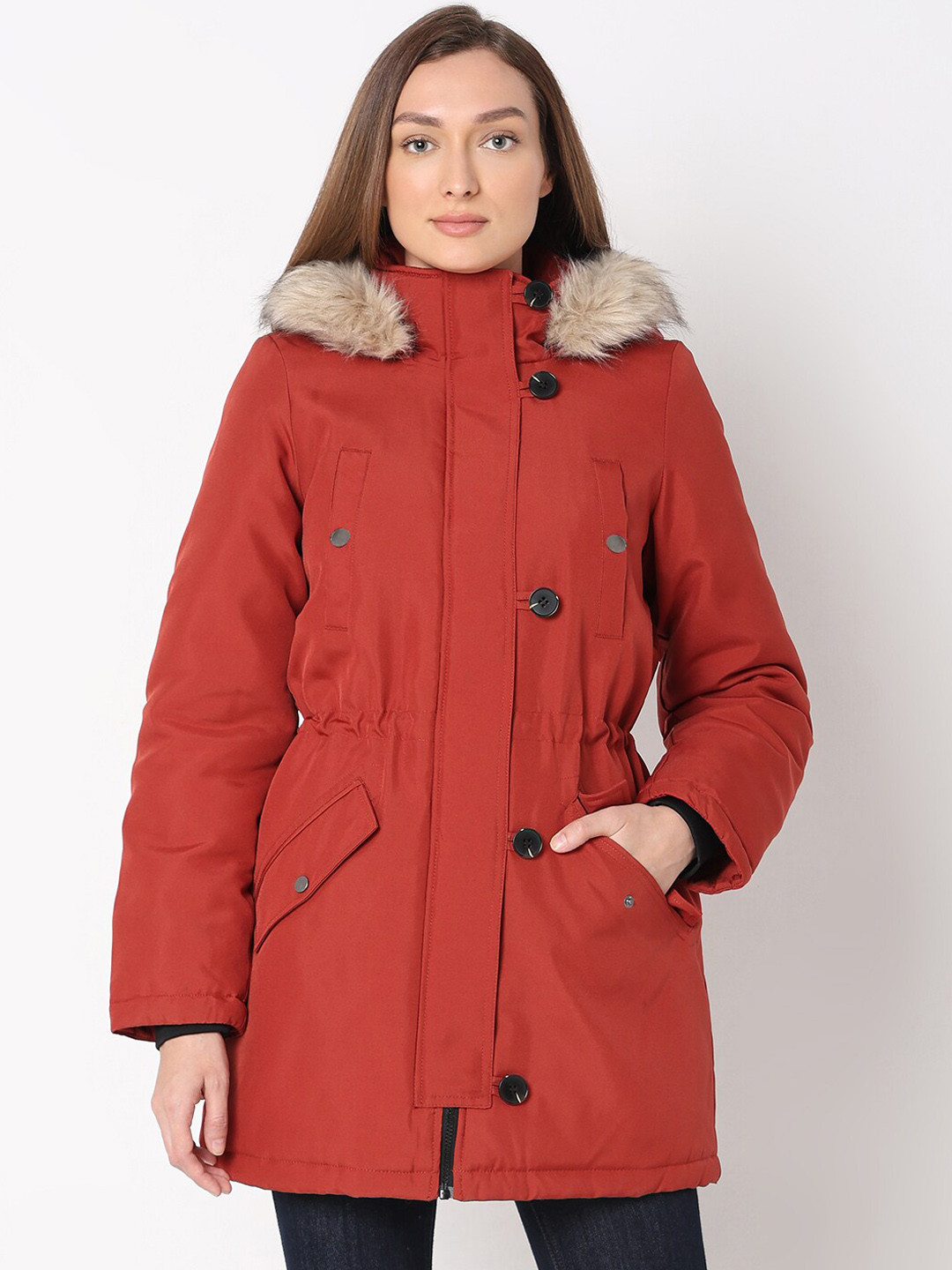 Buy Vero Moda Long Sleeves Hooded Lightweight Longline Parka Jacket ...