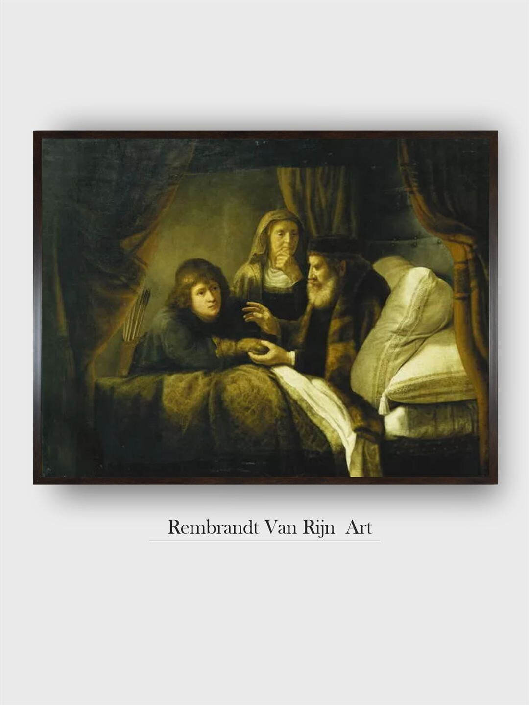 Buy The Art House Green & White Issac Blessing Jacob Canvas Wooden ...