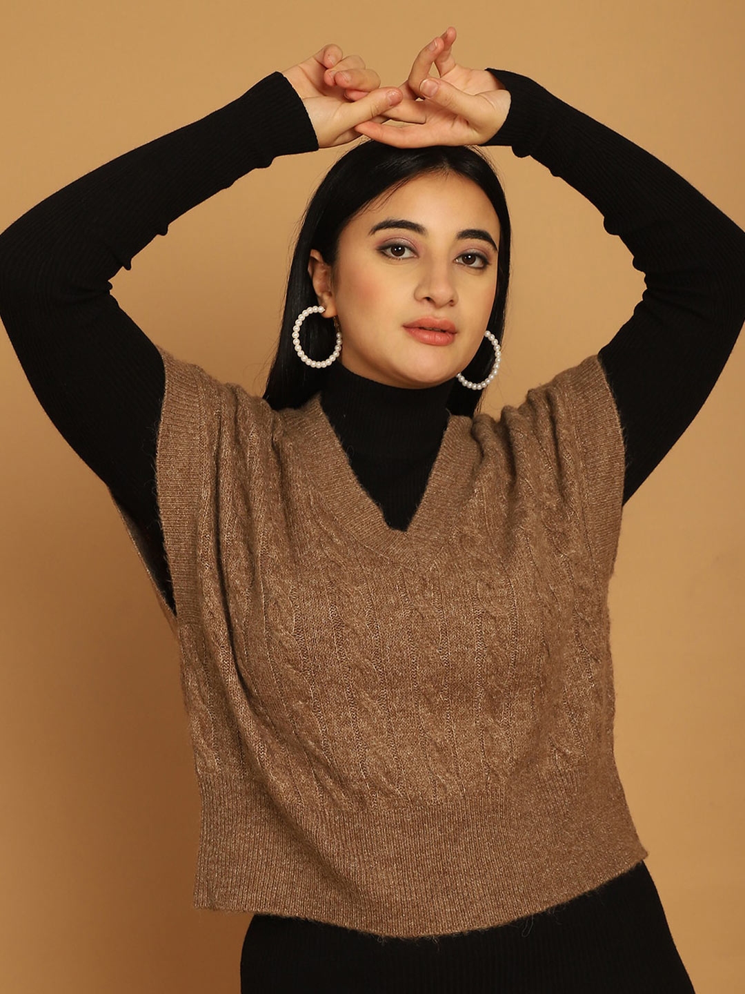 Buy Nobarr Self Designed V Neck Acrylic Sweater Vest Sweaters For Women 26329162 Myntra