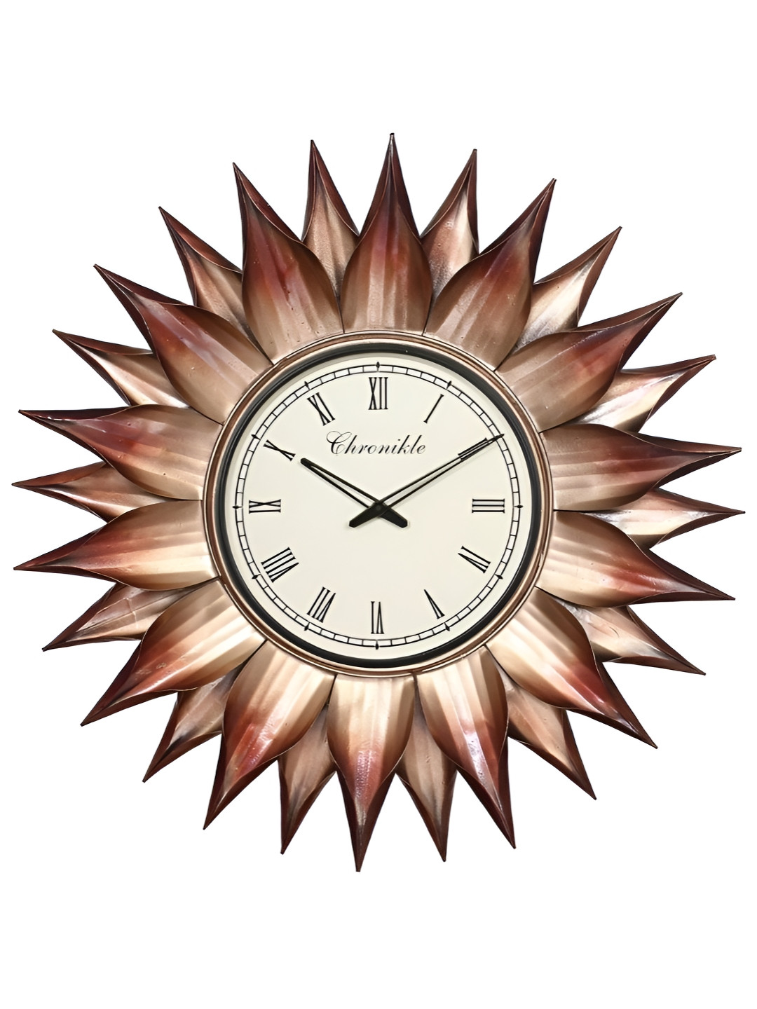 Buy CHRONIKLE Copper Toned Floral Analogue Traditional Wall Clock ...