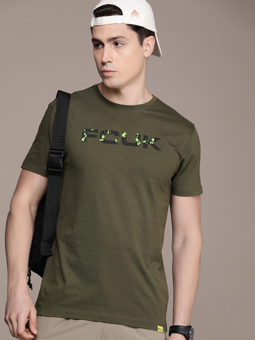 Buy FCUK Brand Logo Printed Pure Cotton Oversized T Shirt - Tshirts for ...