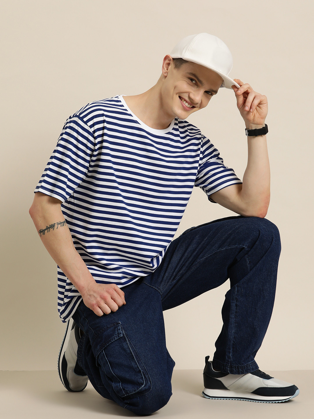 Buy HERE&NOW Striped Pure Cotton T Shirt - Tshirts for Men 26332000 ...