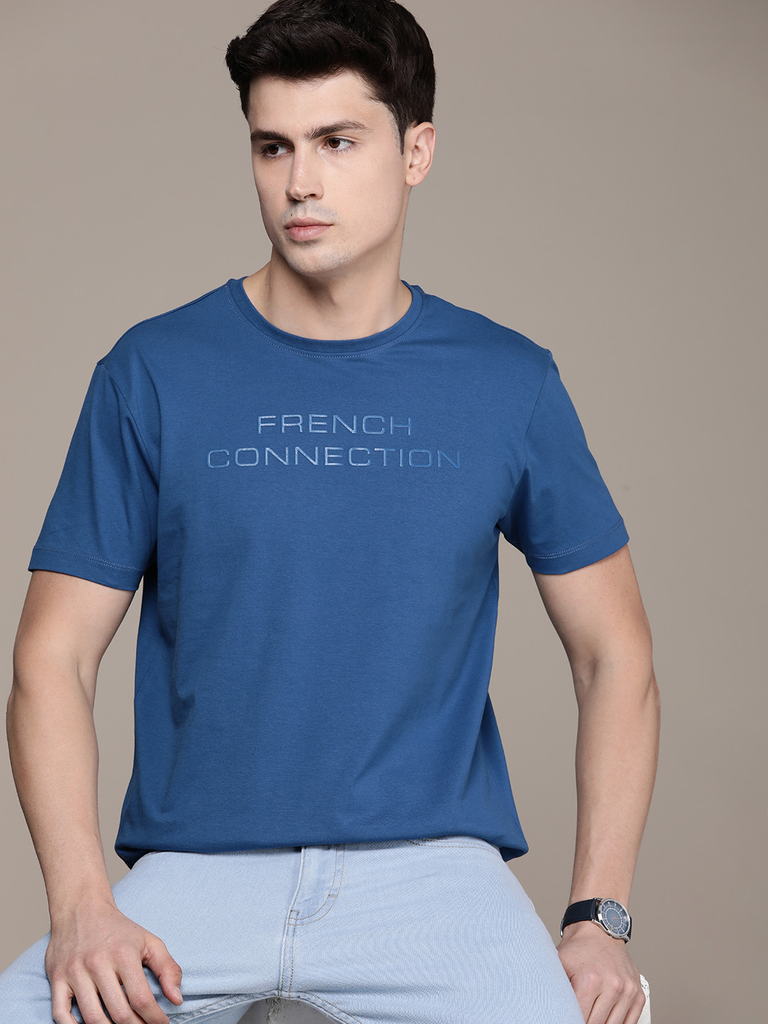Buy French Connection Pure Cotton Brand Logo Printed Oversized T Shirt ...