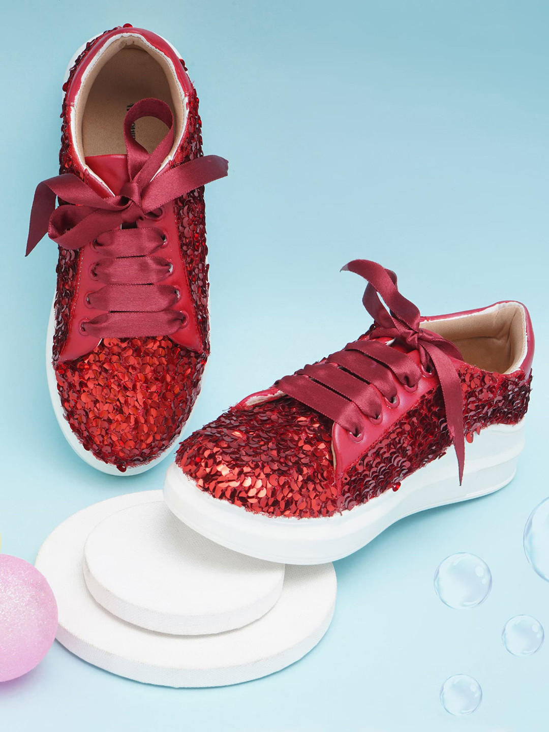 Buy THE QUIRKY NAARI Women Ruby Crush Memory Foam Insole Flatforms ...