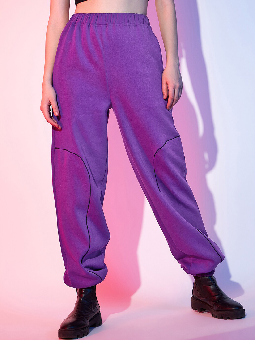 Buy STREET 9 Women Purple Loose Fit Joggers - Trousers for Women ...