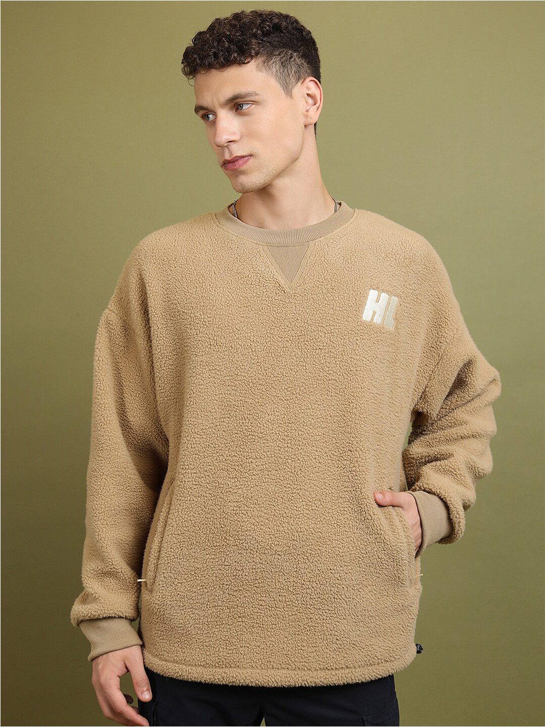 Buy HIGHLANDER Brown Oversized Drop Shoulder Sleeves Sweatshirt - Sweatshirts for Men 26338124 ...