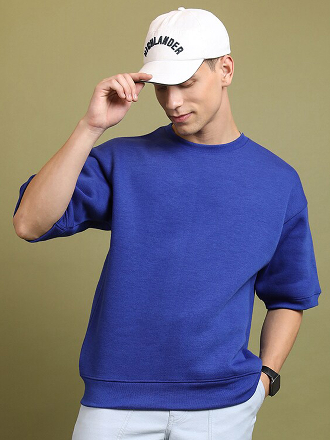 Buy HIGHLANDER Relaxed Fit Drop Shoulder Sleeves Sweatshirt ...