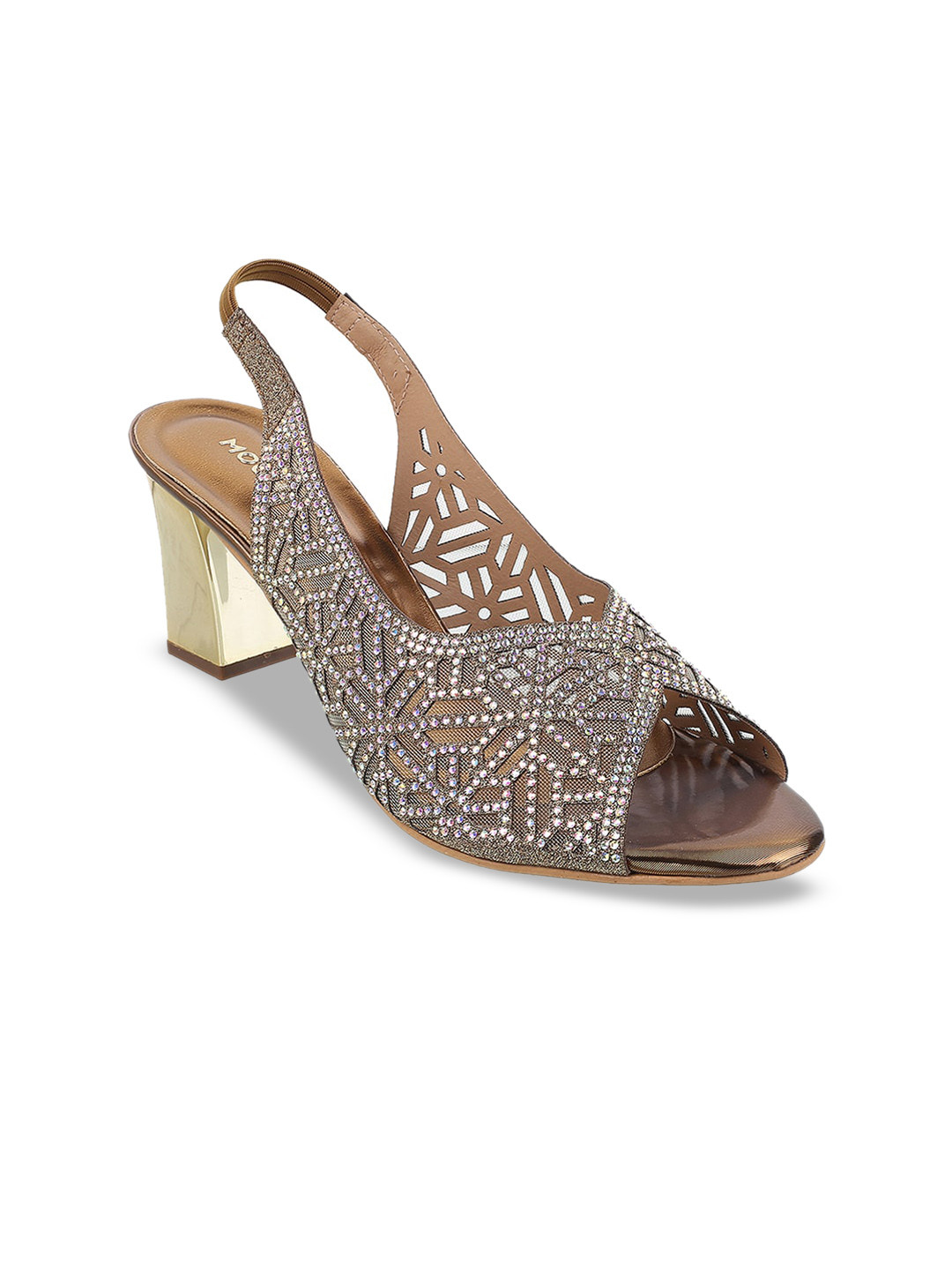 Buy Mochi Embellished Party Block Peep Toes With Backstrap - Heels for ...