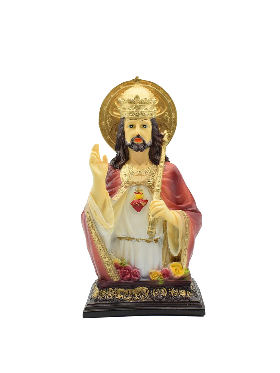 Buy PujaNPujari White & Red Jesus Christ Statue - Showpieces for Unisex ...
