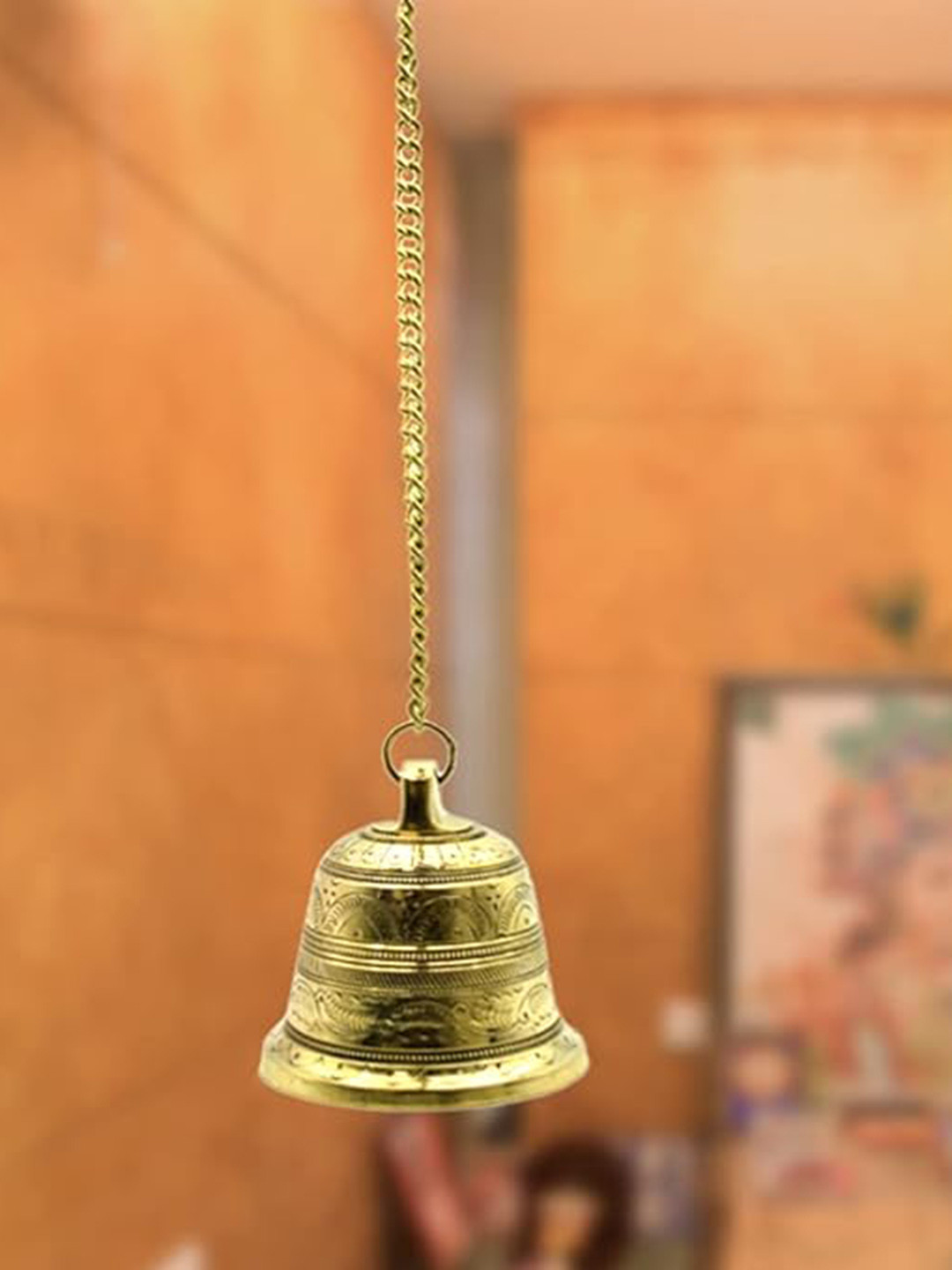 Buy PujaNPujari Gold Tone Hanging Bell For Puja Room - Pooja Essentials ...