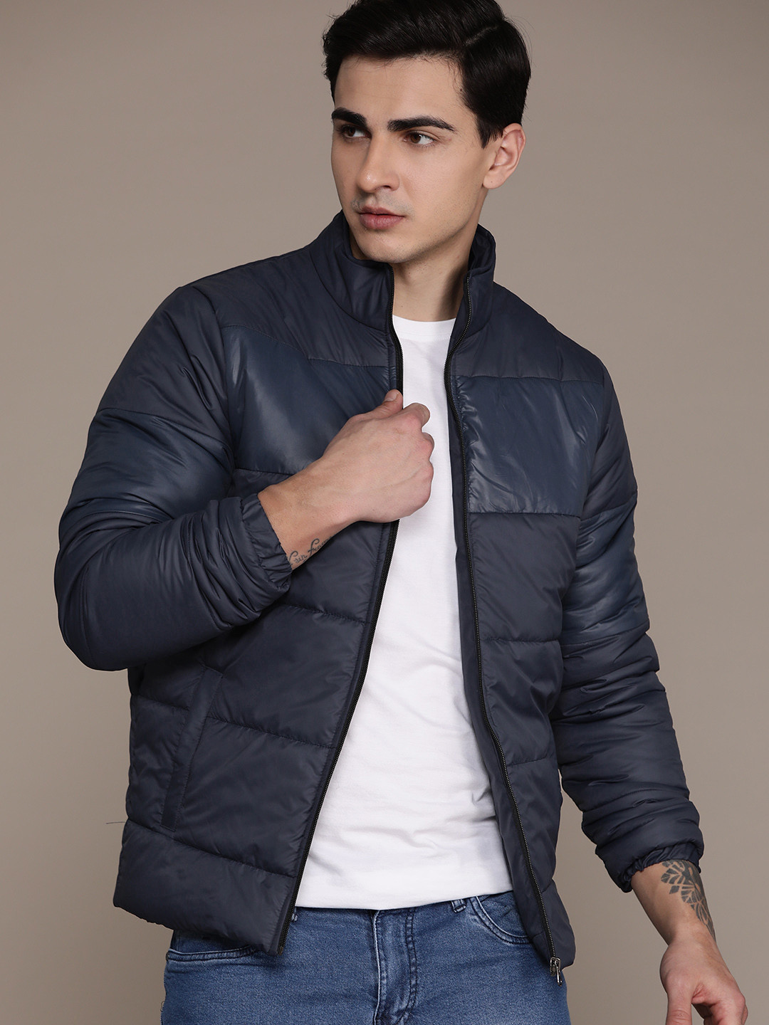 Buy Roadster Men Solid Lightweight Puffer Jacket - Jackets for Men ...