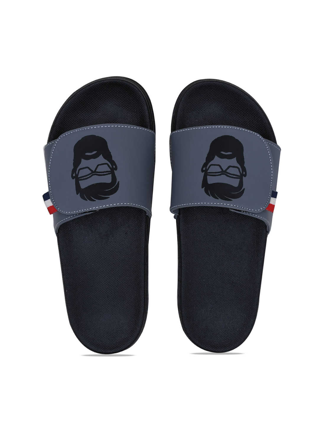 Buy CLOSHO Men Beard Printed Sliders With Velcro Closure - Flip Flops ...