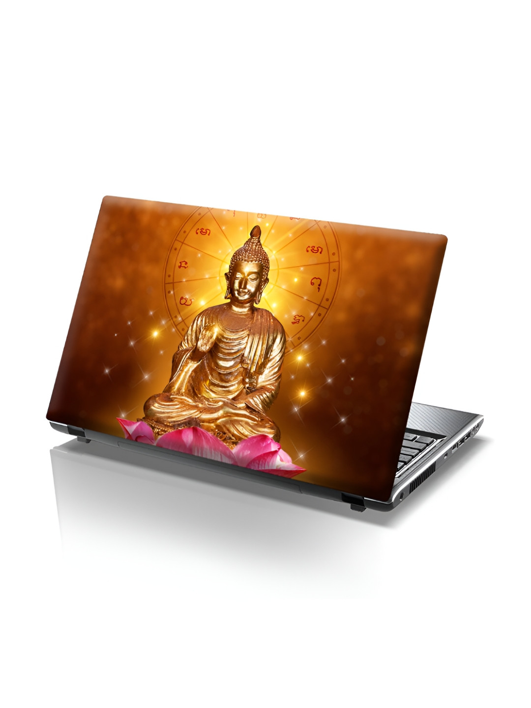 Buy CVANU Gold Toned & Brown Buddha Printed Self Adhesive Laptop ...