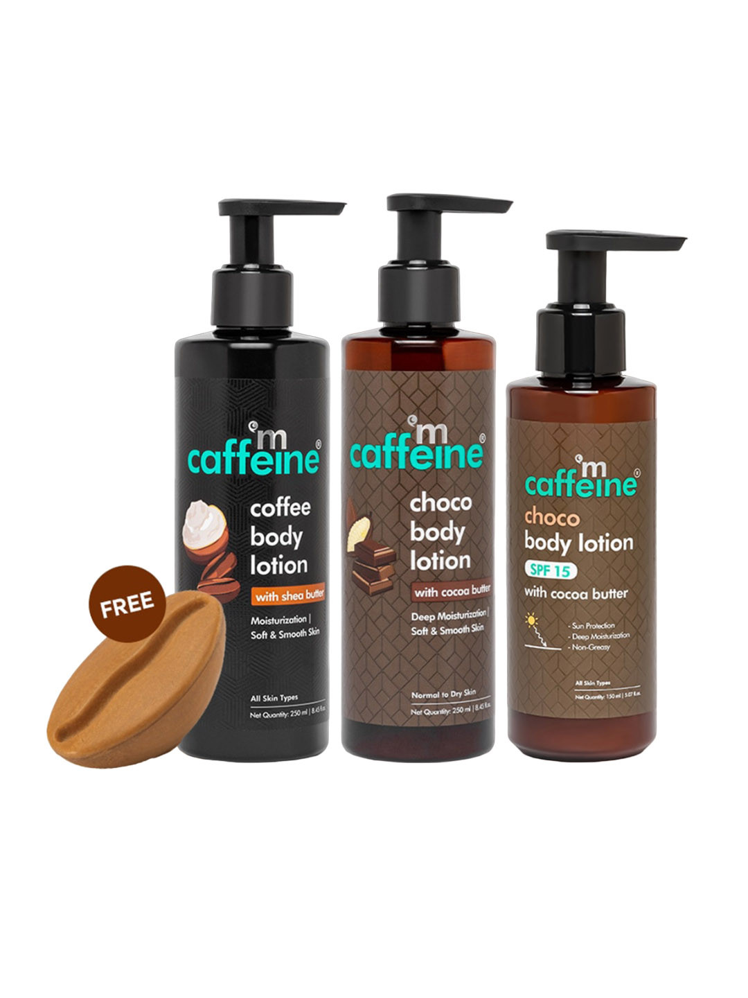 Buy MCaffeine 3 Pcs Coffee & Choco Body Lotion With Free Soap 250ml ...