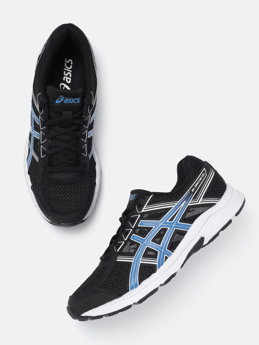 Buy ASICS Men Woven Design Round Toe GEL CONTEND 4B+ Running Shoes With ...
