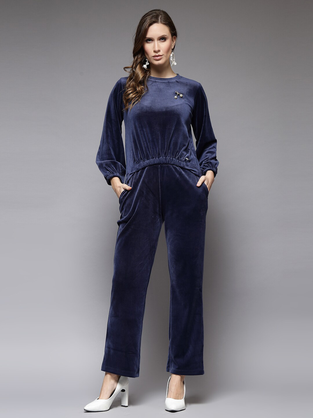 Buy Juelle Ruched Velvet Sweatshirt With Trousers - Co Ords for Women ...