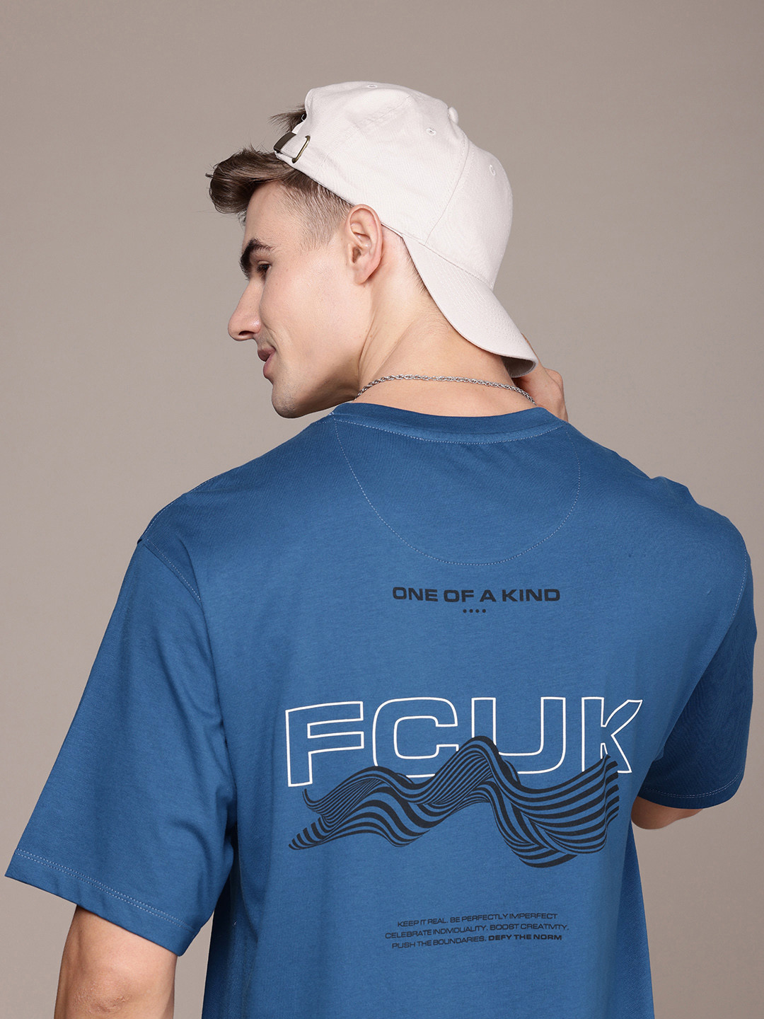 Buy FCUK Men Brand Logo Printed Pure Cotton Oversized T Shirt - Tshirts ...