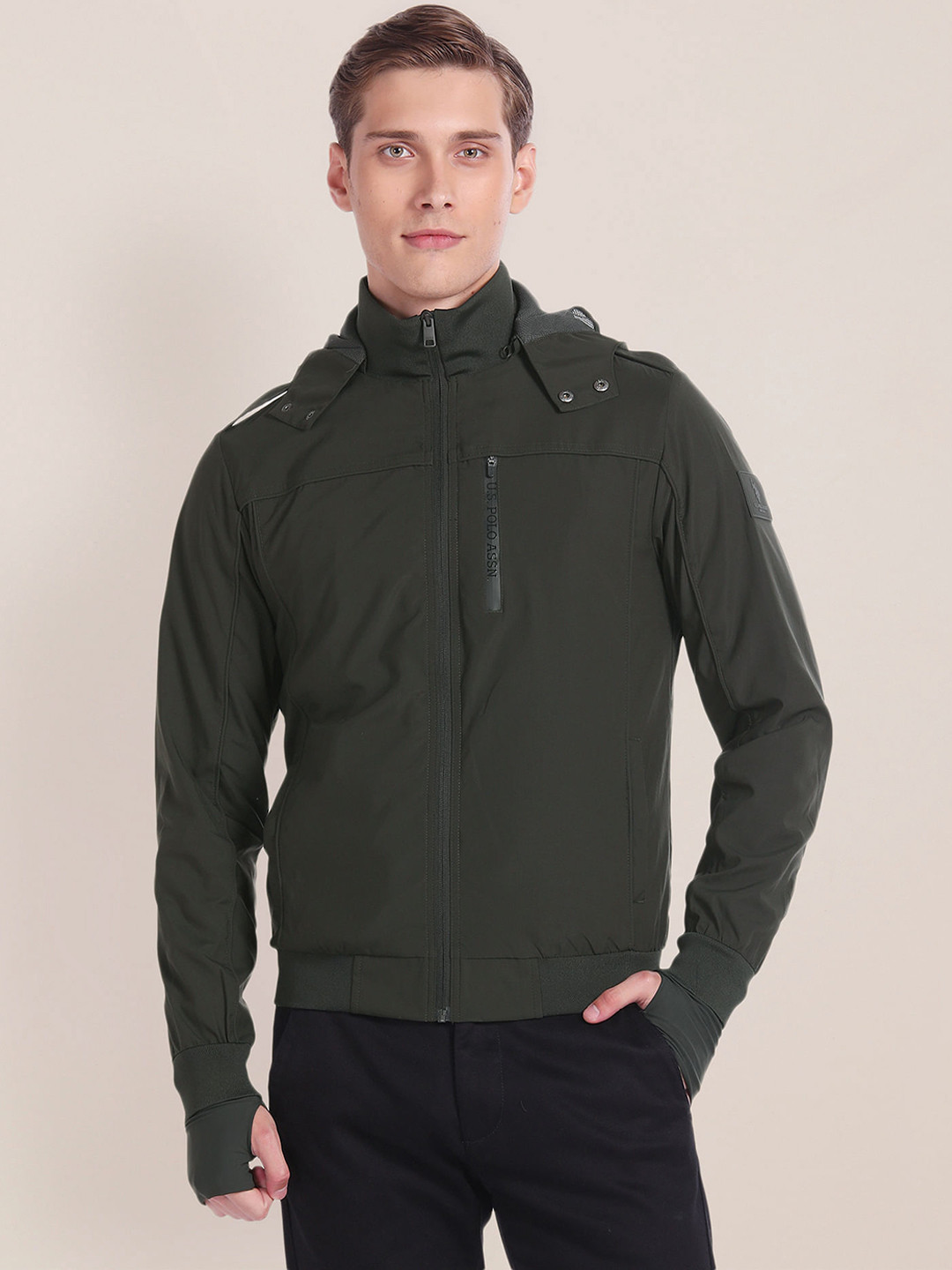 Buy U.S. Polo Assn. Hooded Bomber Jacket With Detachable Neck Pillow ...