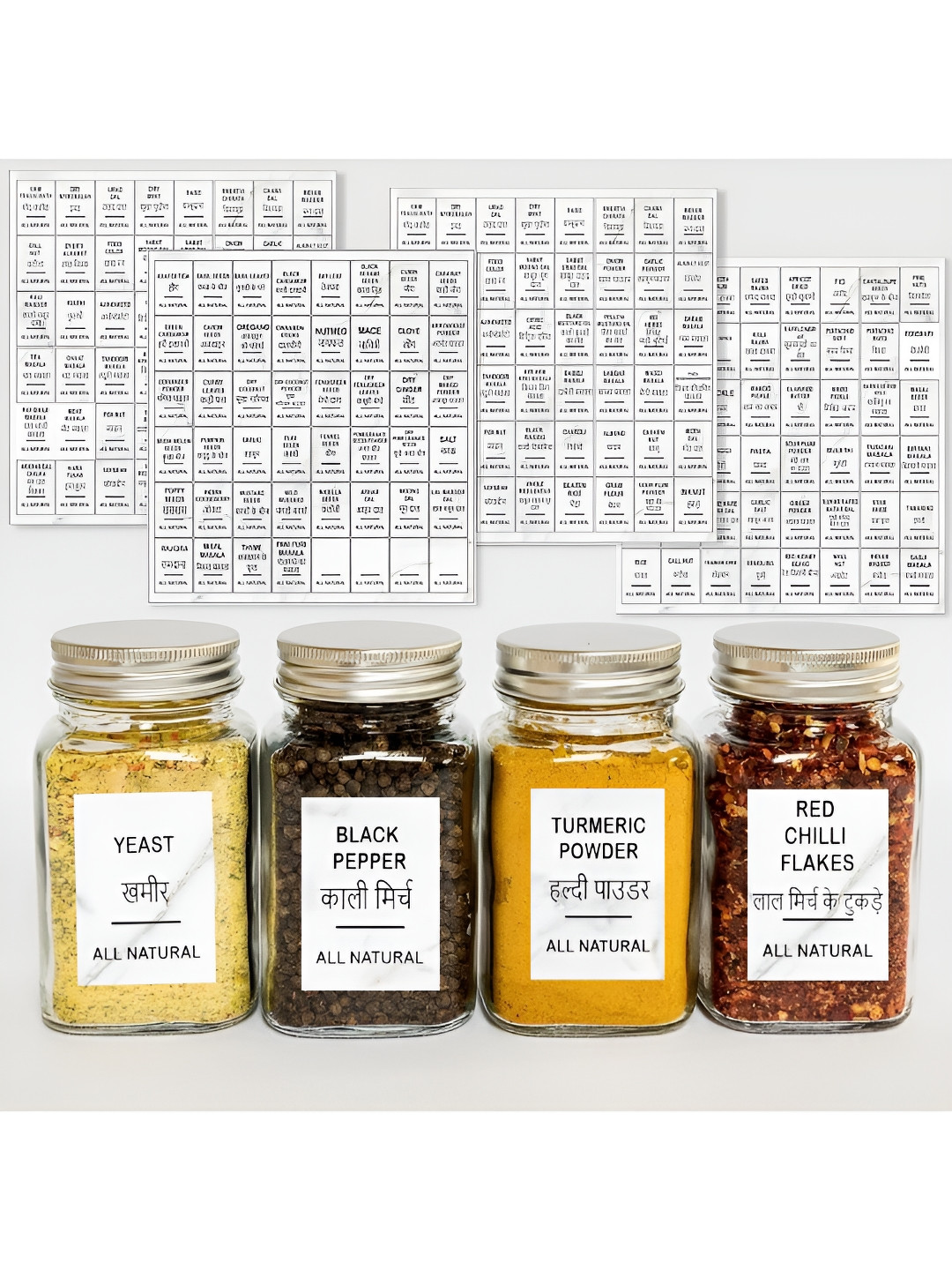 Buy CVANU 288 Pieces White & Black Spice Names Self Adhesive Stickers ...