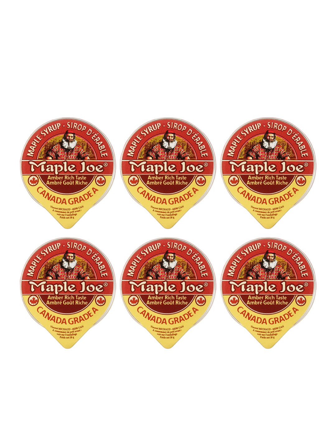 Buy Maple Joe Set Of 6 Golden Maple Syrup Single Serve 20g - Syrups for ...