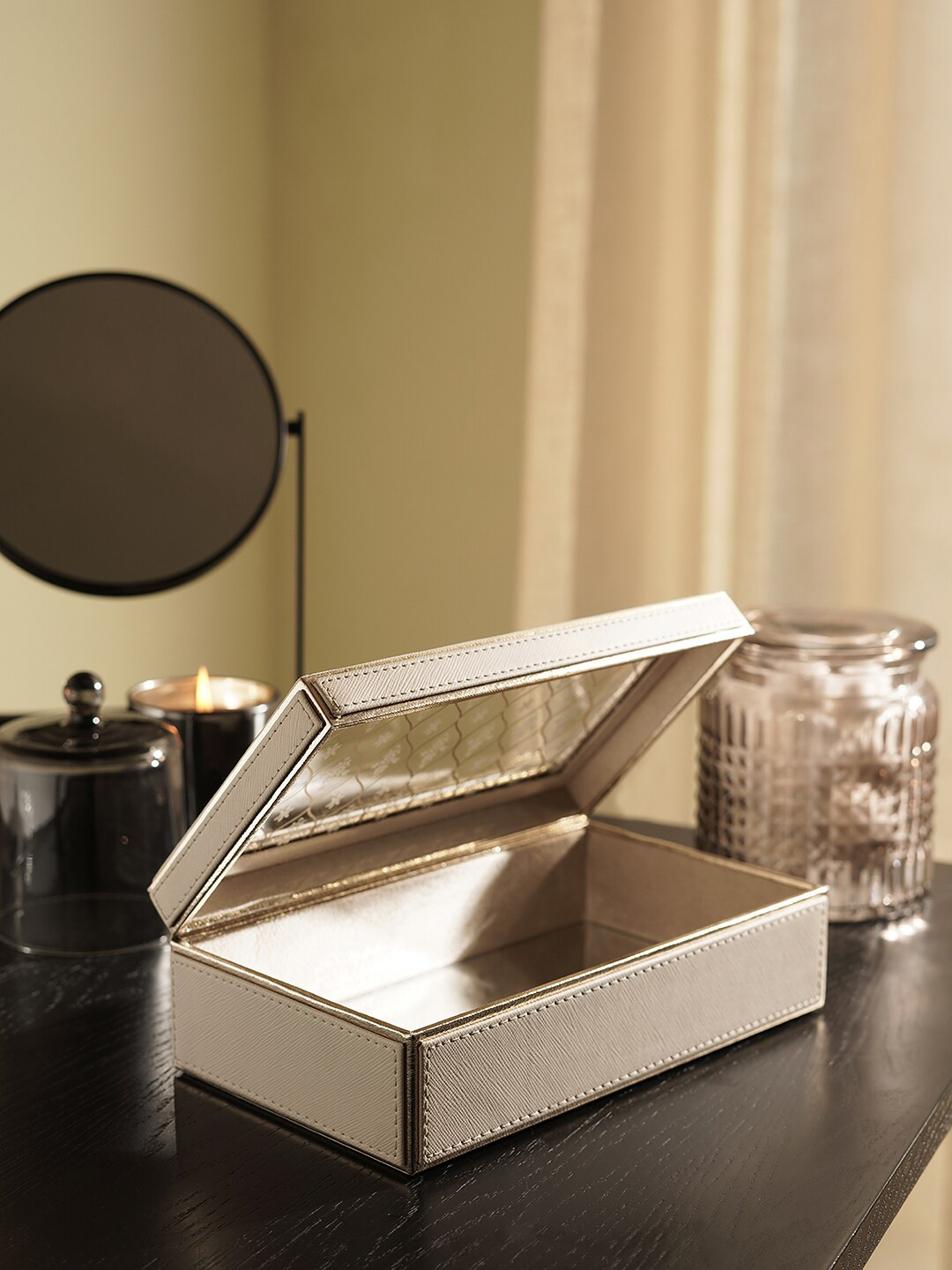 Buy Pure Home And Living Cream Faux Leather Storage Box With Lid ...