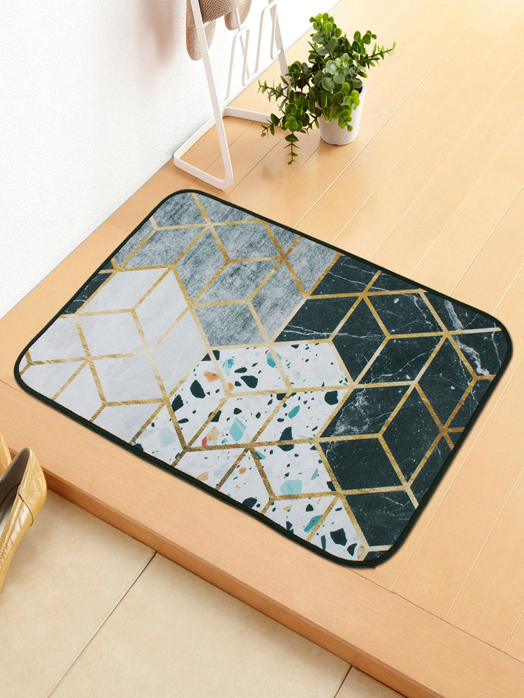 Buy Story@home Grey & Green Abstract Printed Anti Slip Doormat ...