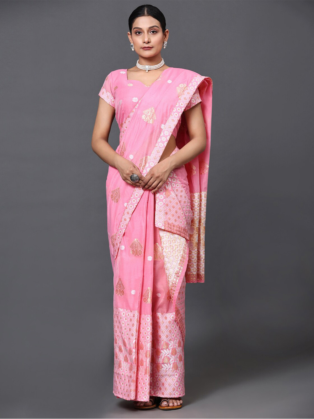 Buy GoStyle Mekhela Ethnic Motifs Woven Design Zari Silk Cotton ...