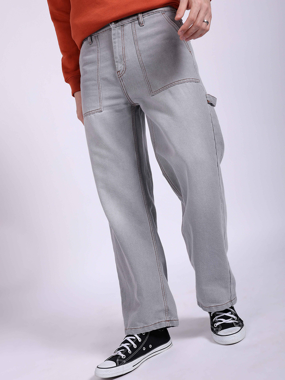 Buy The Indian Garage Co Men Baggy Relaxed Fit Mid Rise Cotton Jeans ...