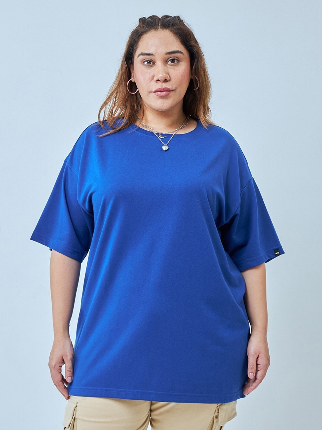 Buy Bewakoof Heavy Duty 1.0 Plus Size Drop Shoulder Sleeves Pure Cotton Oversized T Shirt ...