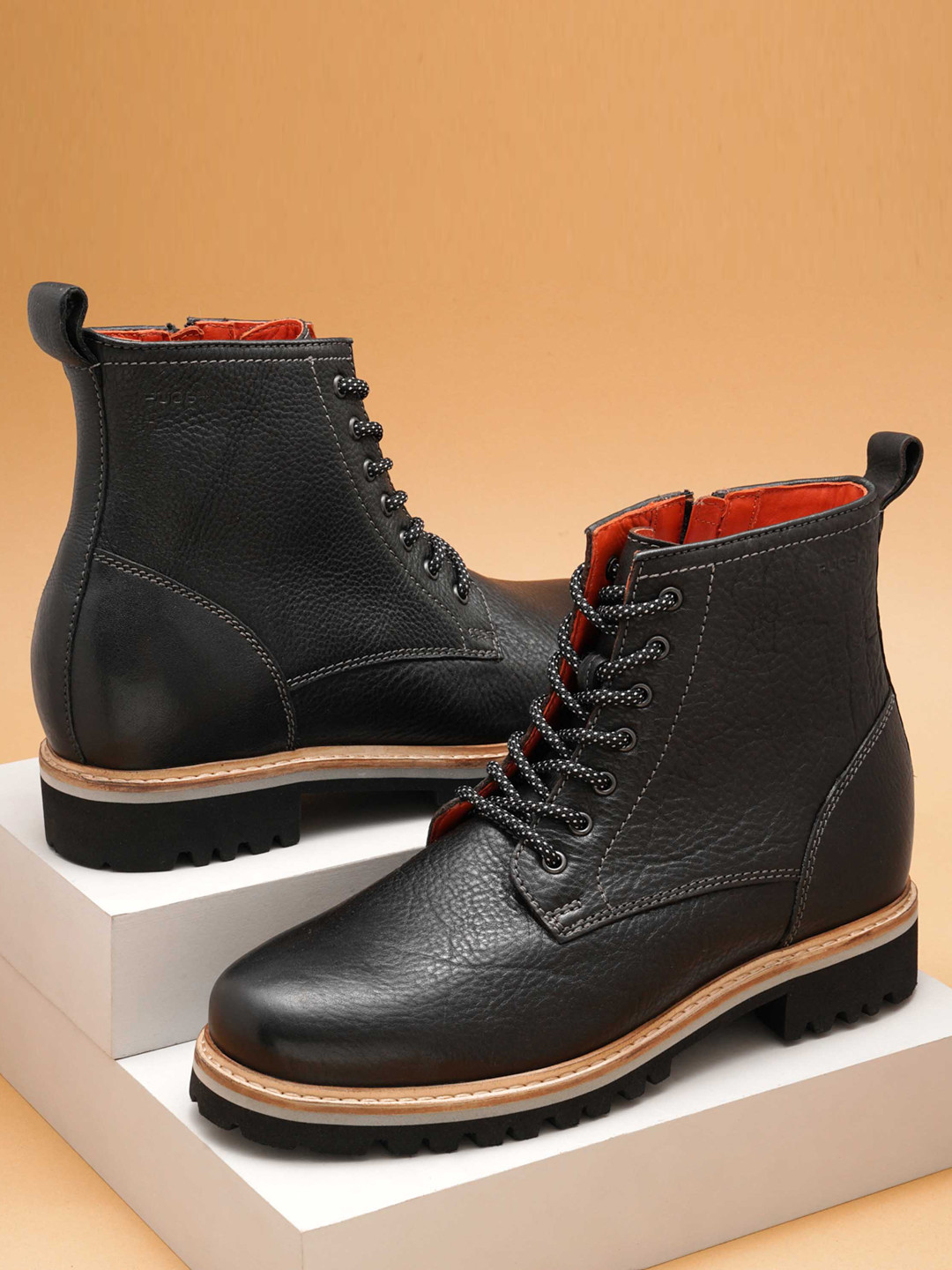 Buy Ruosh Men Textured Mid Top Regular Boots - Boots for Men 26426788 ...