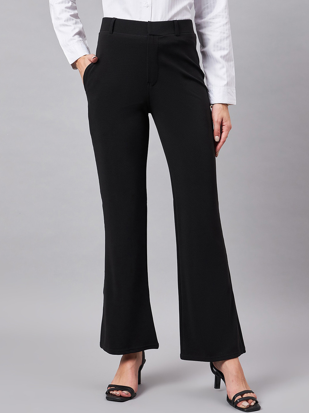 Buy Style Quotient Women Smart Flared Bootcut Trousers - Trousers for ...