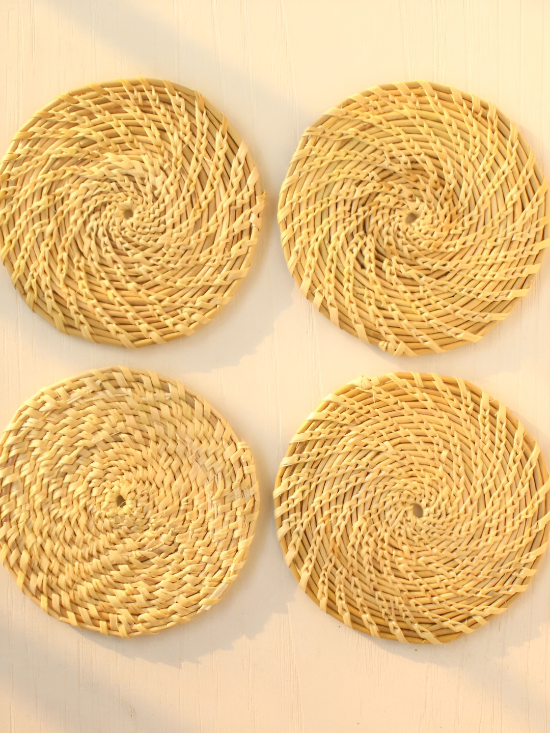 Buy BYORA HOMES Yellow 6 Pieces Spiral Weave Coasters - Coasters for ...