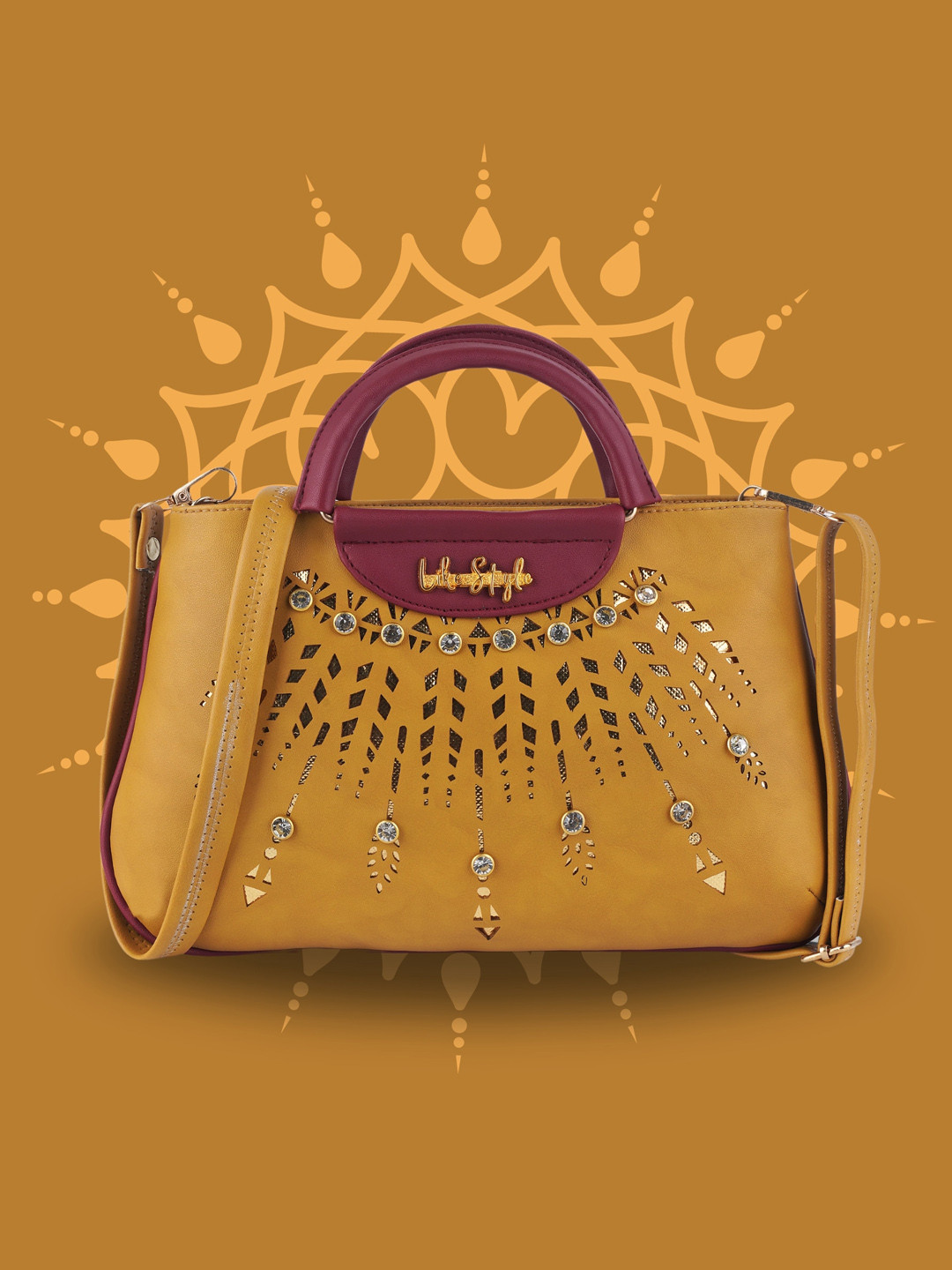 Buy LIKE STYLE Cutwork Self Design Structured Handheld Bag - Handbags ...