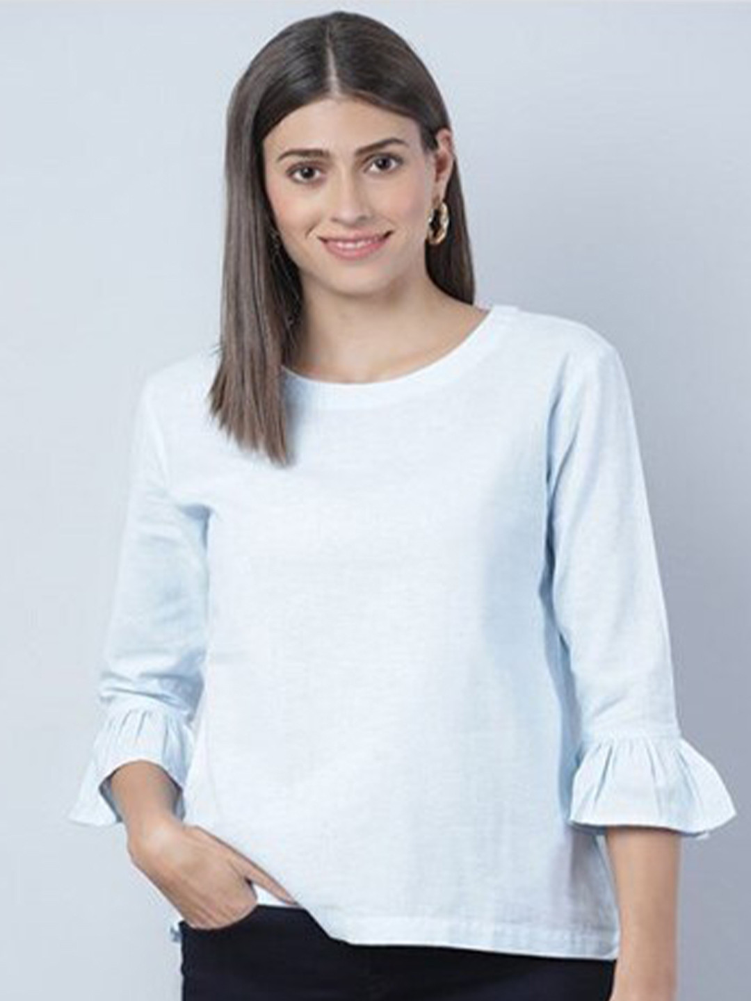 Buy Aila Bell Sleeves Cotton Top - Tops for Women 26445402 | Myntra