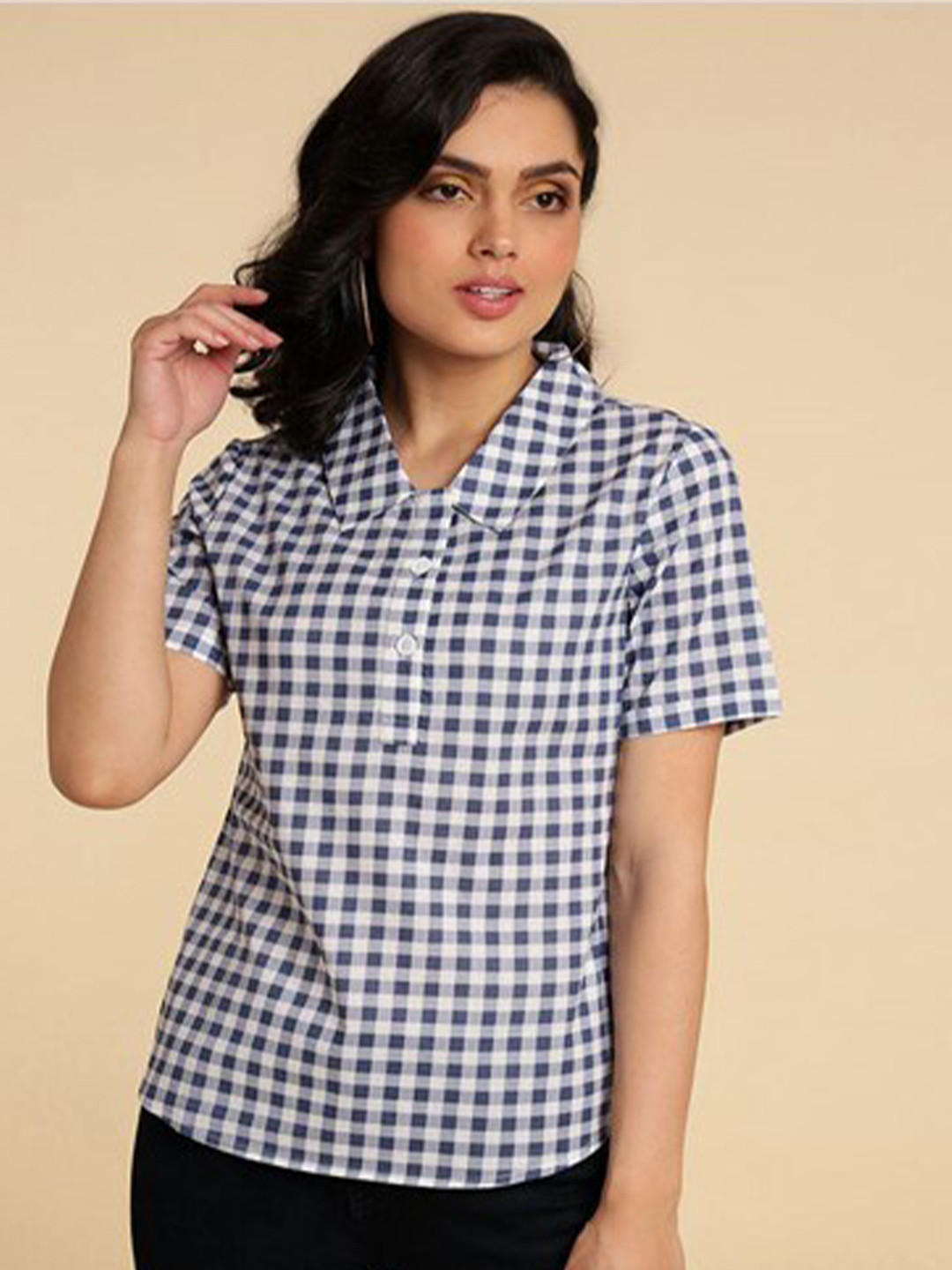 Buy Aila Checked Cotton Shirt Style Top - Tops for Women 26445420 | Myntra